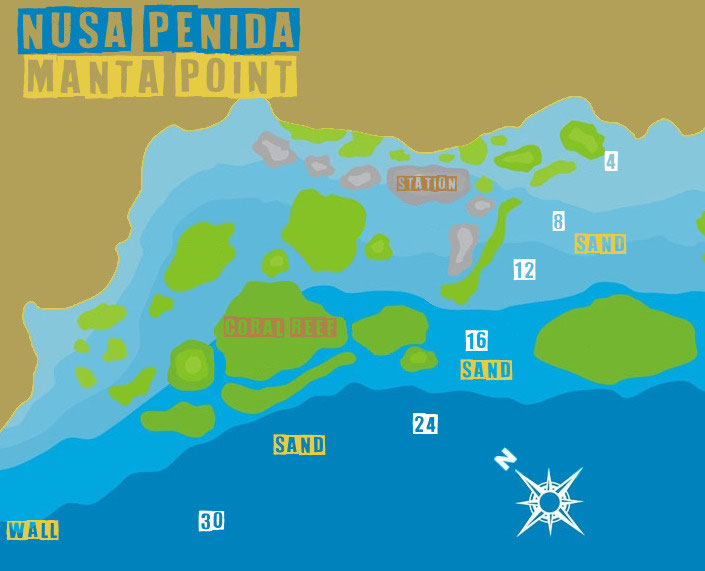 West Nusa Penida dive site map and description - Diving Nusa penida