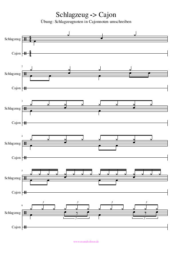 Wie Du Schlagzeugnoten einfach auf Deine Cajon überträgst - Manu Holmer ...