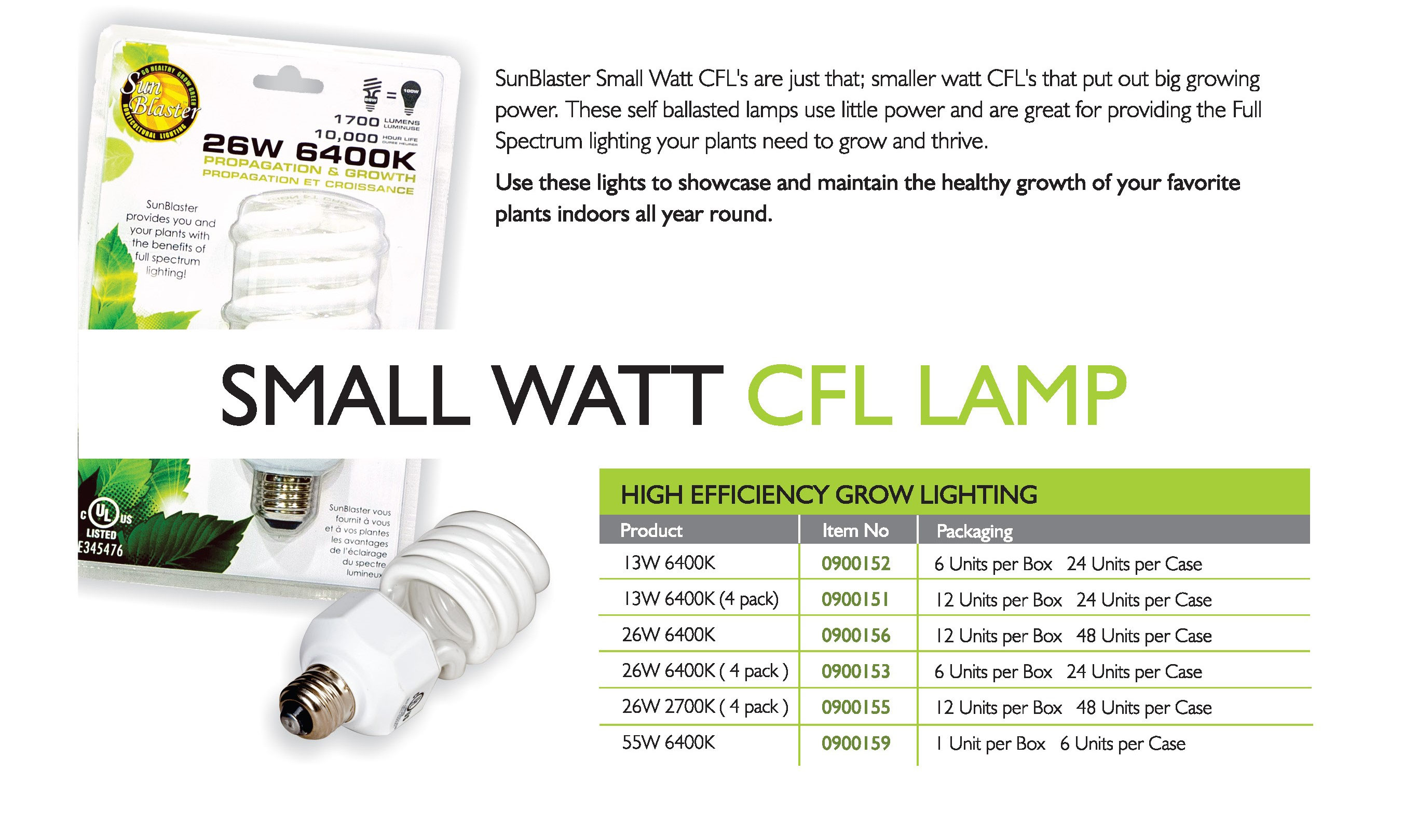 SMALL WATT CFL'S - SunBlaster Lighting