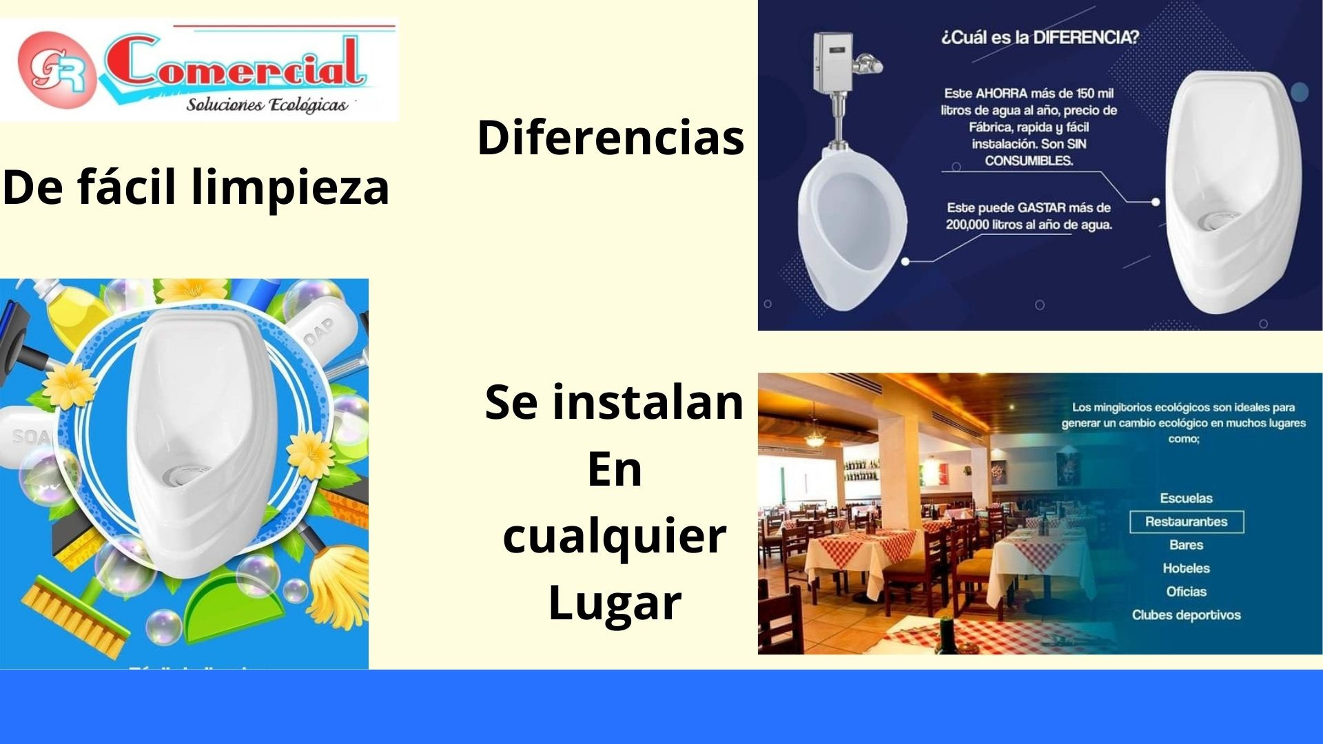 BENEFICIOS Y MODELOS - MINGITORIOS ECOLOGICOS GR COMERCIAL LA EVOLUCION