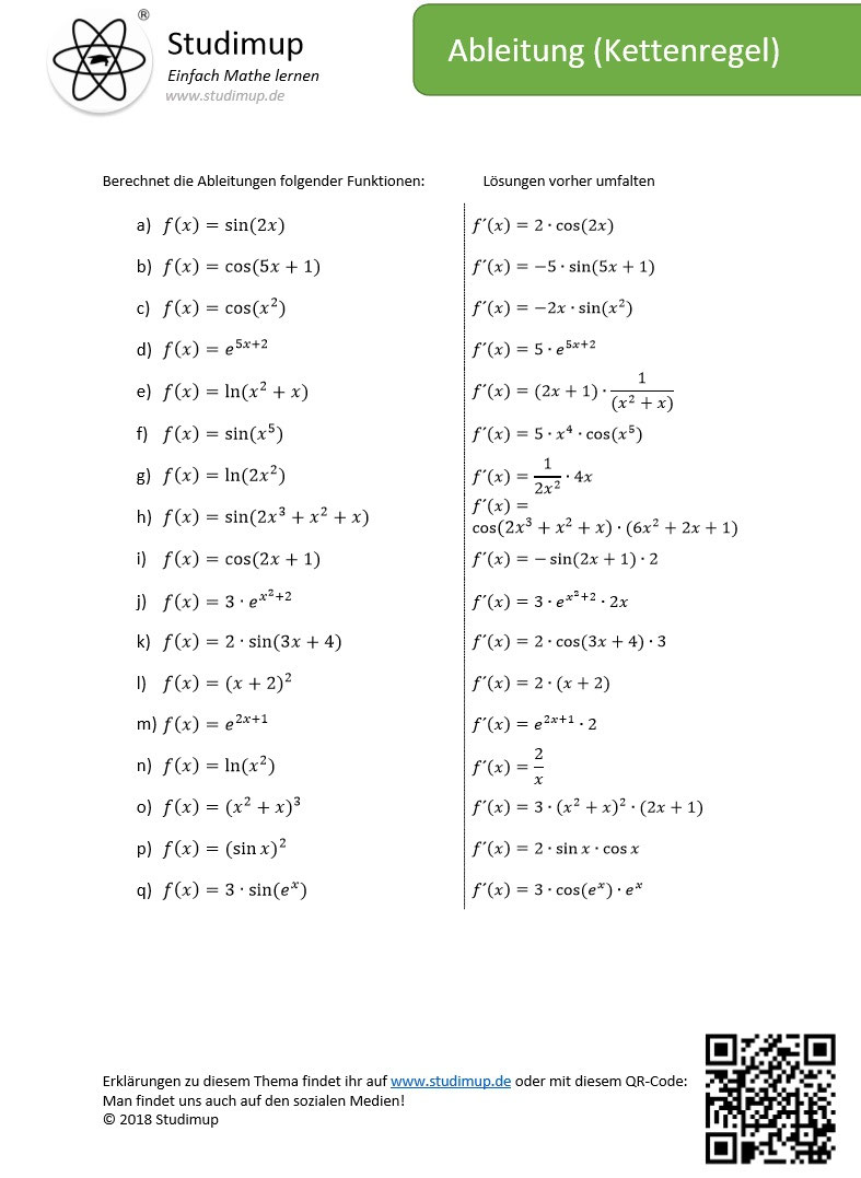 Arbeitsblätter zur Ableitung - Studimup.de