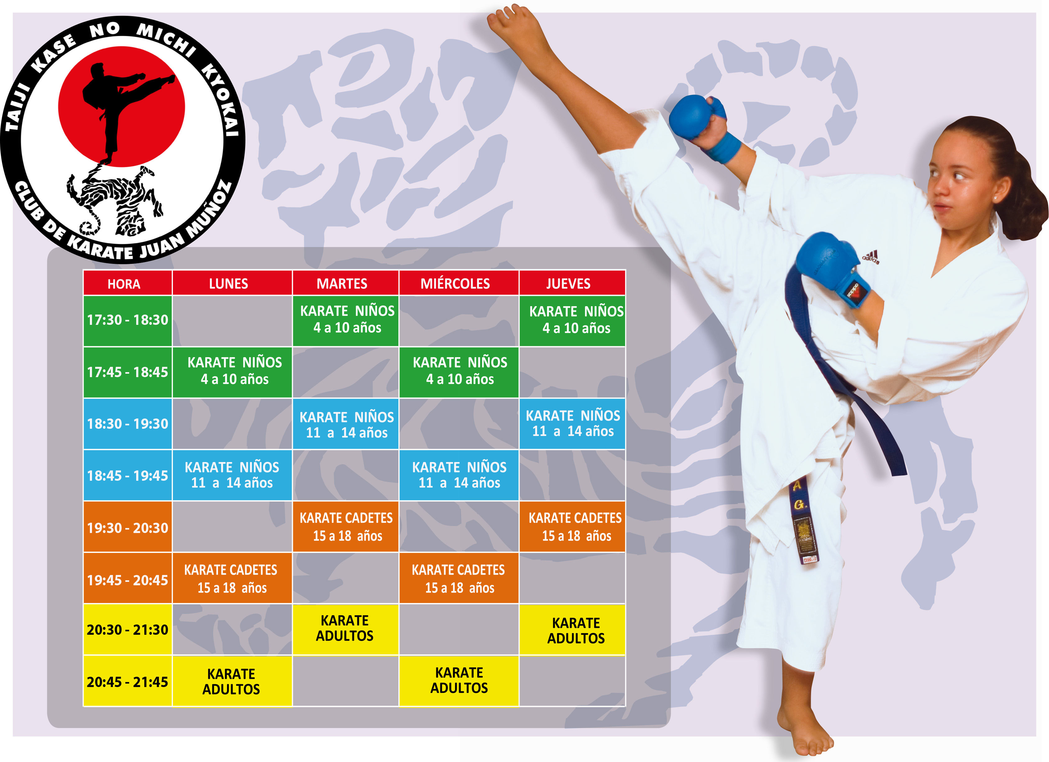 Horario - Escuela de Karate Taiji Kase Alicante