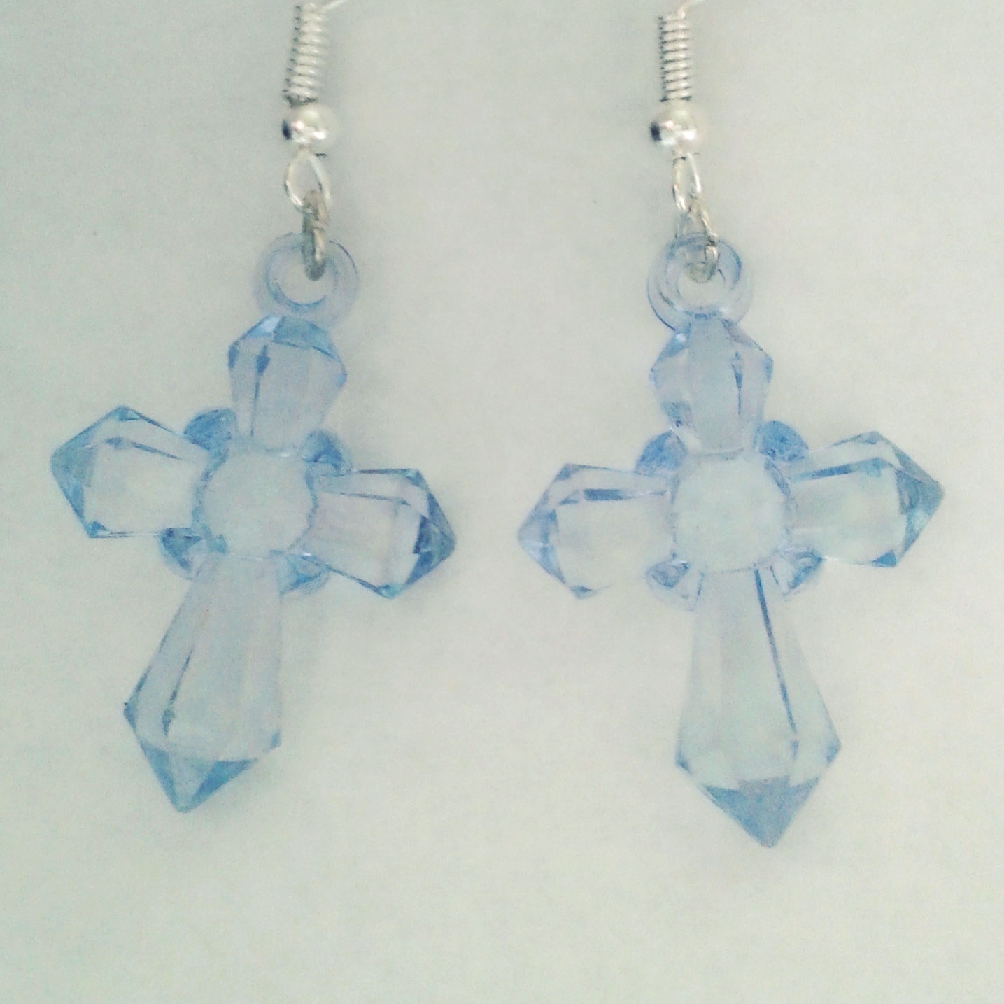 Baby Blue Translucent Cross Earrings - Lolita's Adornments