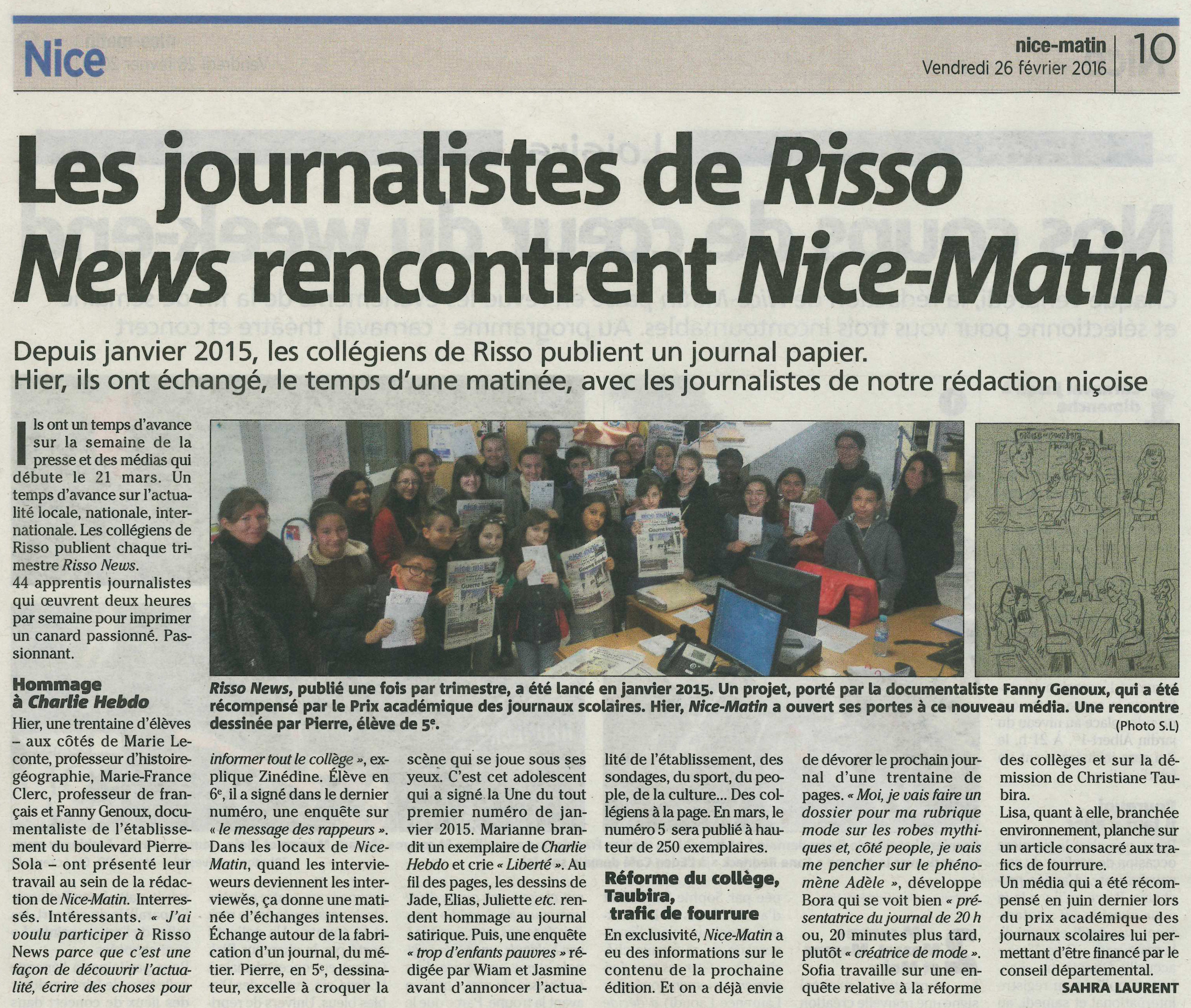 Des articles de journaux qui parlent du collège Risso - Site de ...
