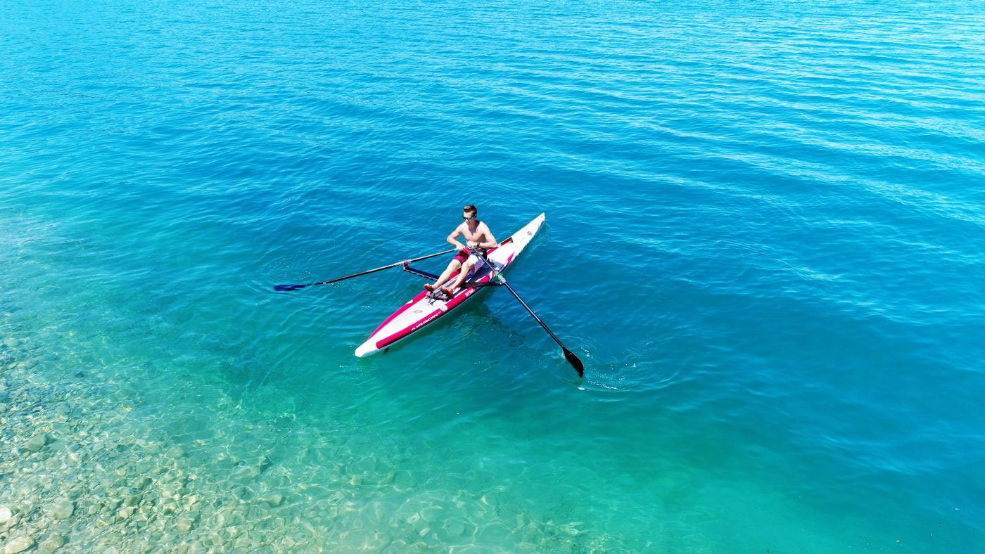 ROWonAIR®: aufblasbares SUP rudern, Skiff, Sport-Ruderboot testen ...