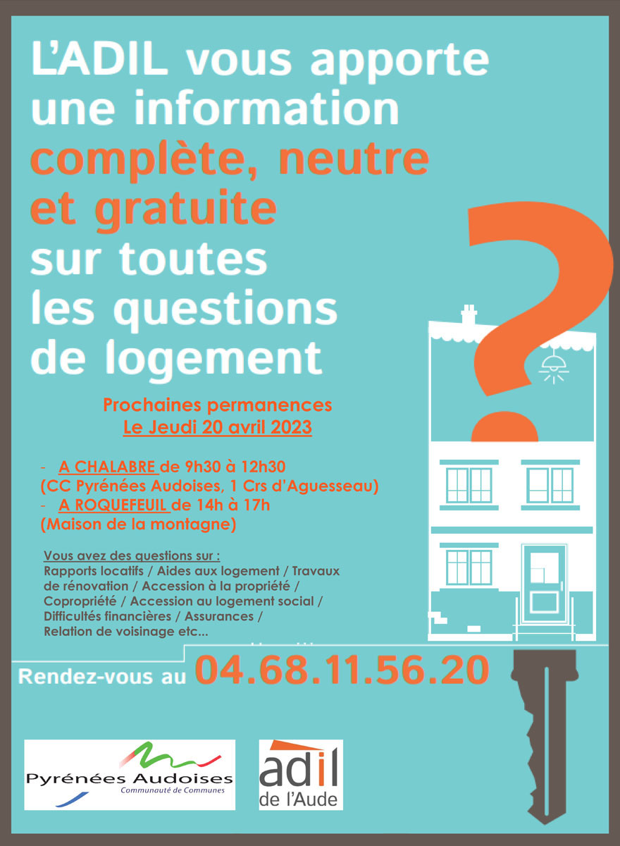 Permanences de l'ADIL - CC Pyrénées Audoises