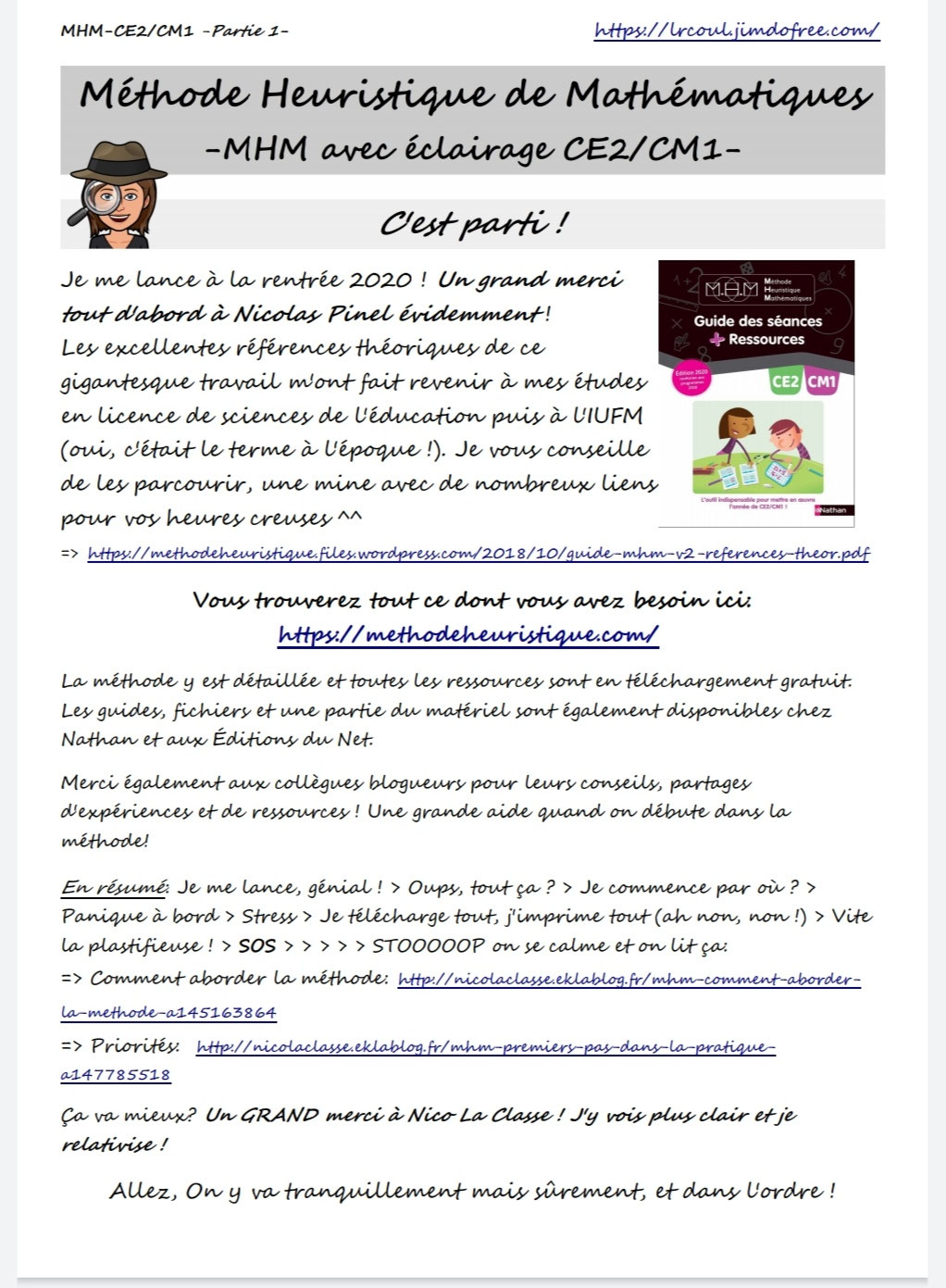 MHM - Méthode Heuristique De Mathématiques - Méthodologie et Préparation CE CM - Bien en classe ...