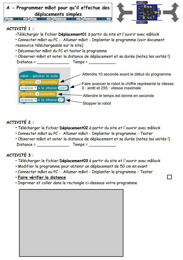 PROBLÉMATIQUE 2 : Programmer un robot pour qu'il soit autonome dans ses ...