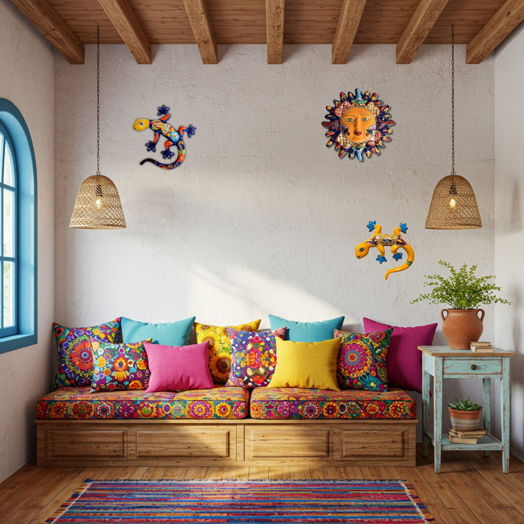 Liebevoll bemalter, bunter Gecko aus mexikanischer Keramik - Bunte ...