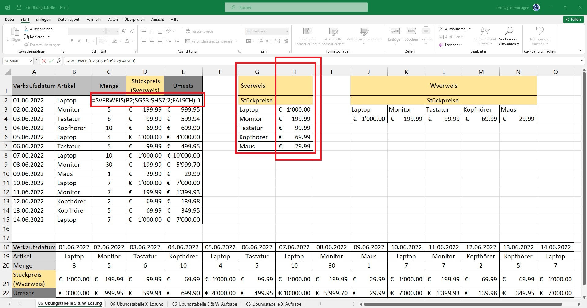 Excel Sverweis - evorlagen