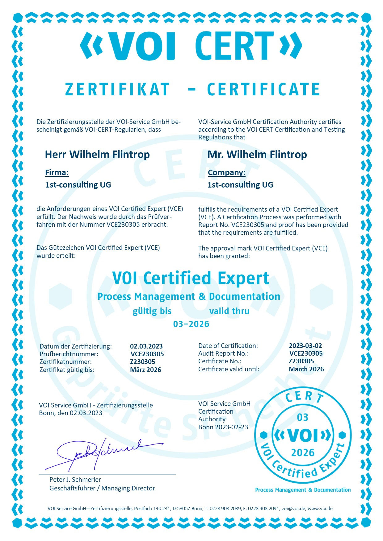 Wilhelm Flintrop- VOI Certified Expert - Process Management & Documentation - voice-of-information