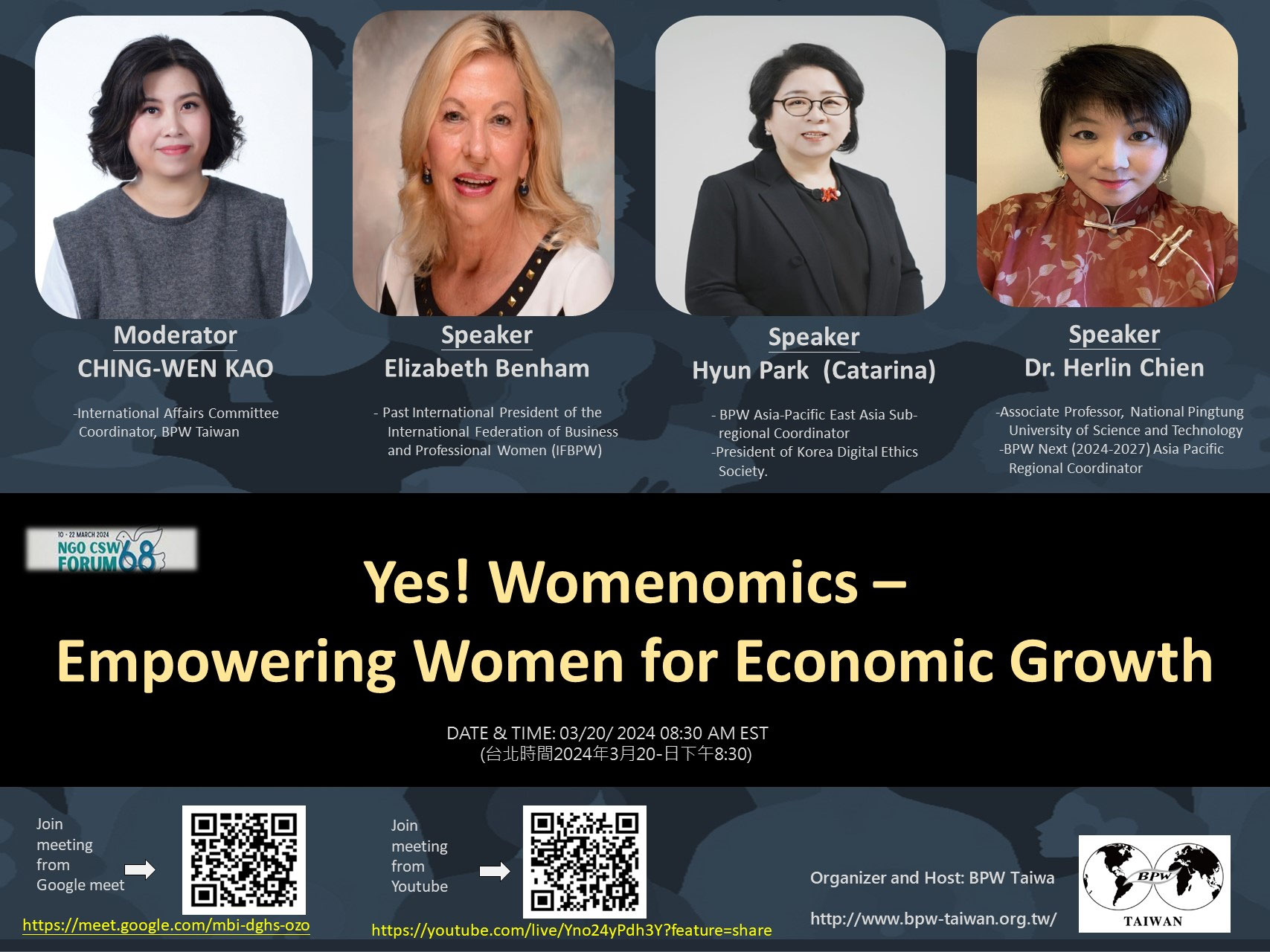 CSW68-Parallel Event: BPW Taiwan Yes! Womenomics - March 20, 2024 - BPW International