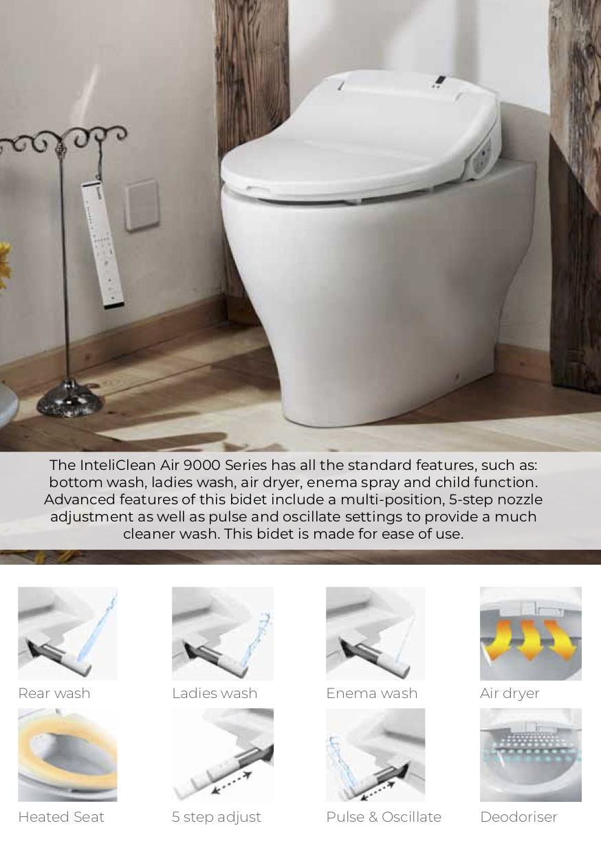 InteliClean Air 9000 Bidet Seat - Handspray Bidet Douche Shattaf Hand ...
