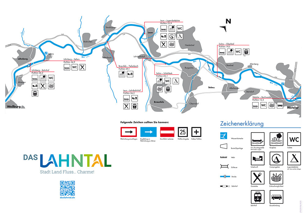 Tourenkarte für dein Kanutour auf der Lahn - Kanu Kajak Vermietung Weilburg