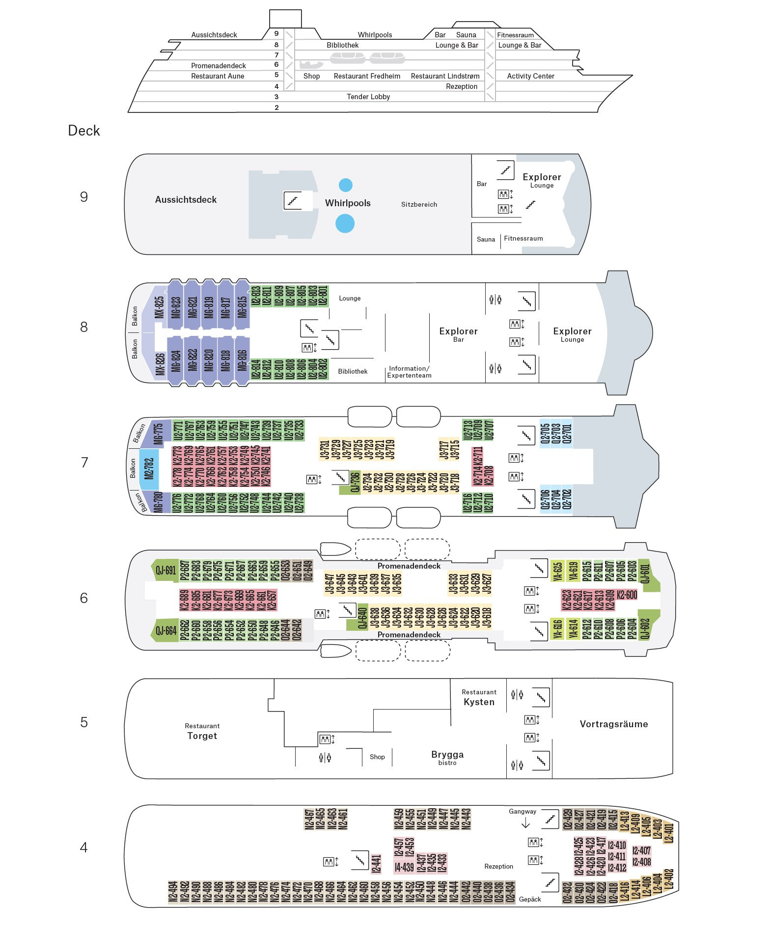 MS Midnatsol Kabinen & Deckplan [Aktuell] - Emocean Luxus Kreuzfahrten