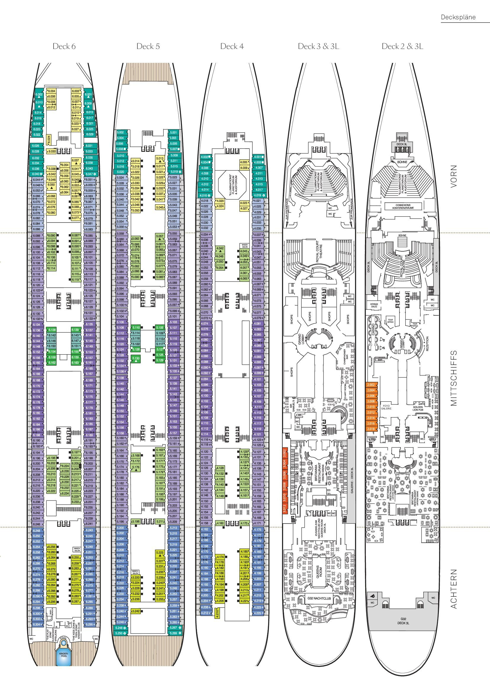 Cunard - Queen Mary 2 | Kabinen | Deckplan - Emocean Luxus Kreuzfahrten