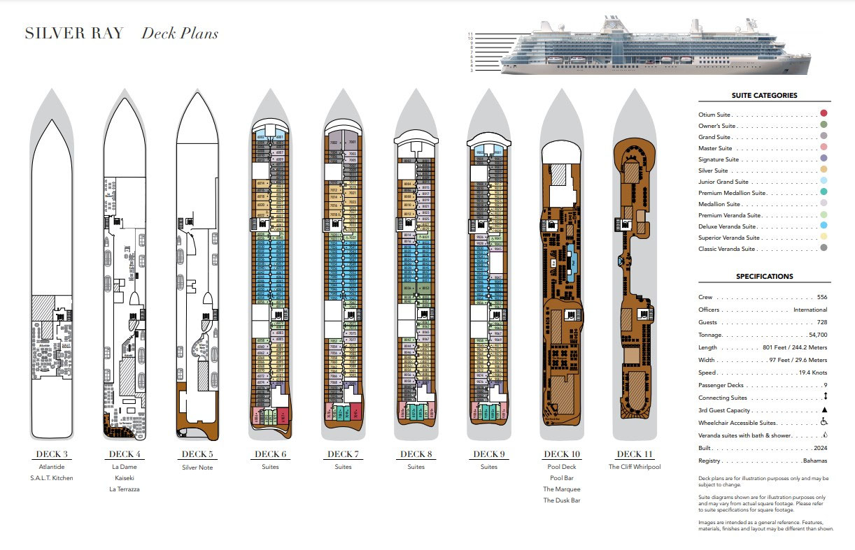 Silver Ray | Reisen | Kabinen | Deckplan - Emocean Luxus Kreuzfahrten
