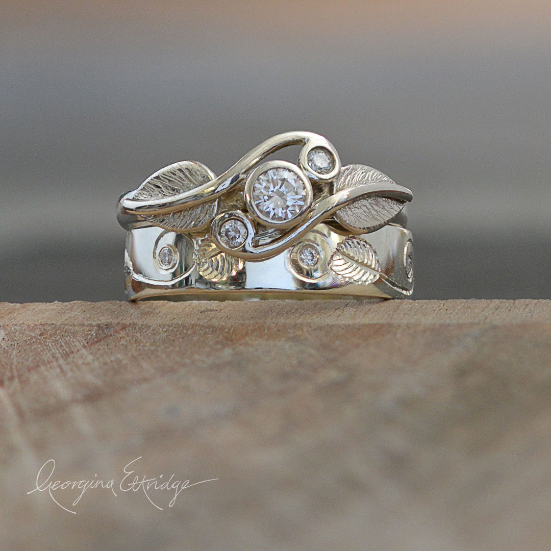Leaf Bridal Ring Sets: Leaves Wedding, Engagement & Eternity Rings ...