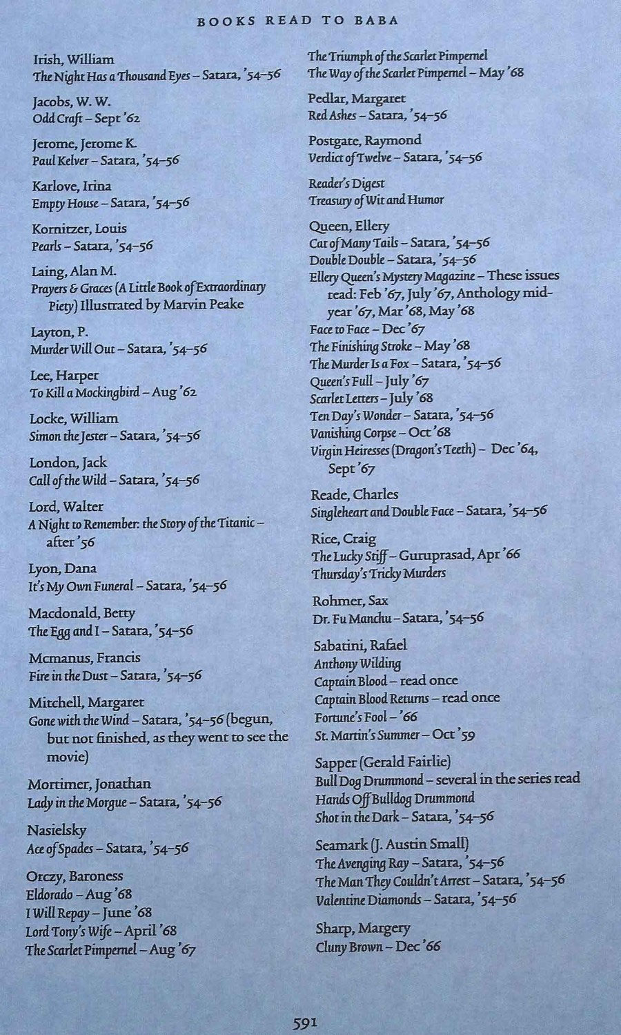 Books Read to Baba List - meherbabatravels jimdo page!