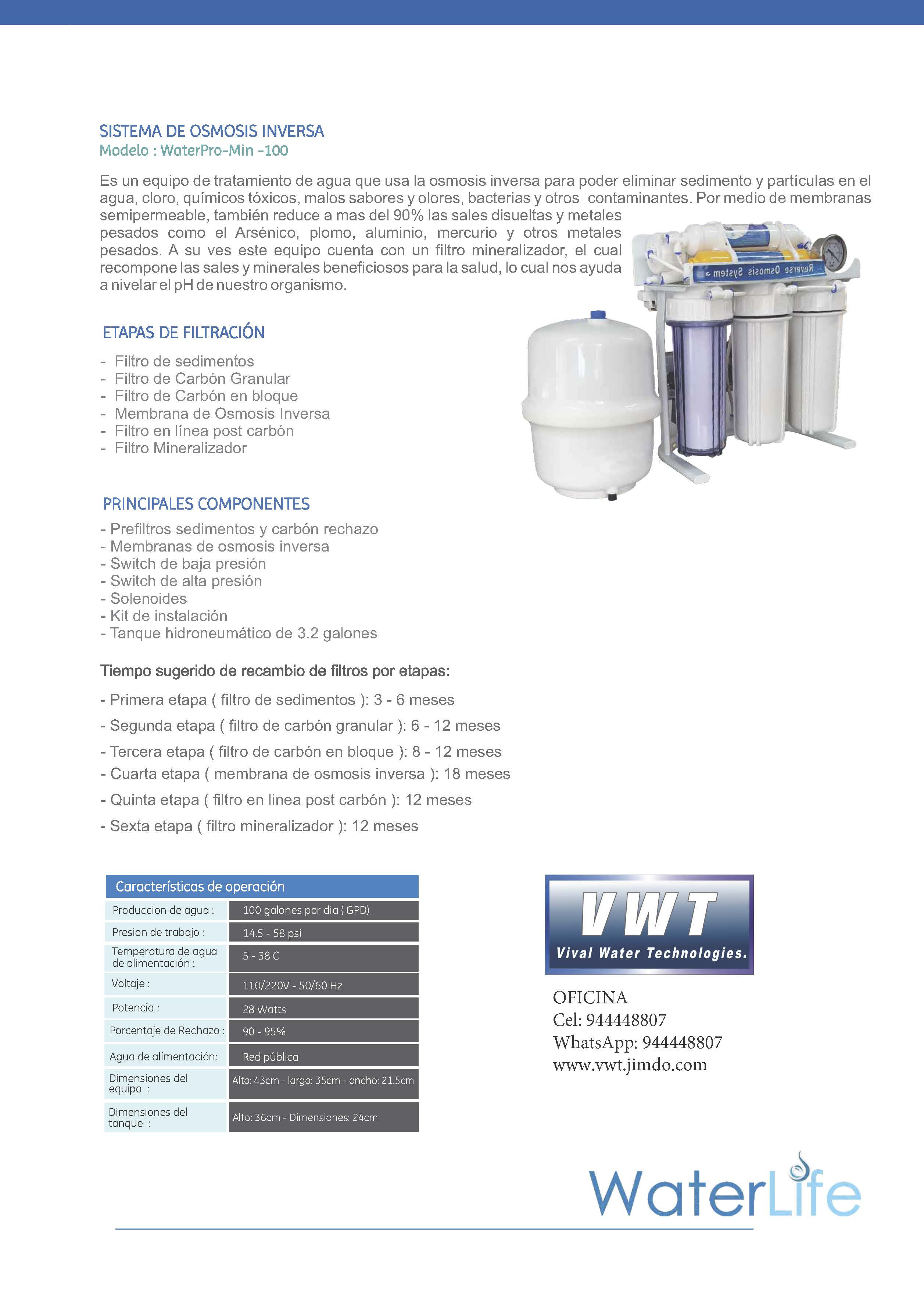 Purificador de Agua por Osmosis Inversa - Vival Water Technologies