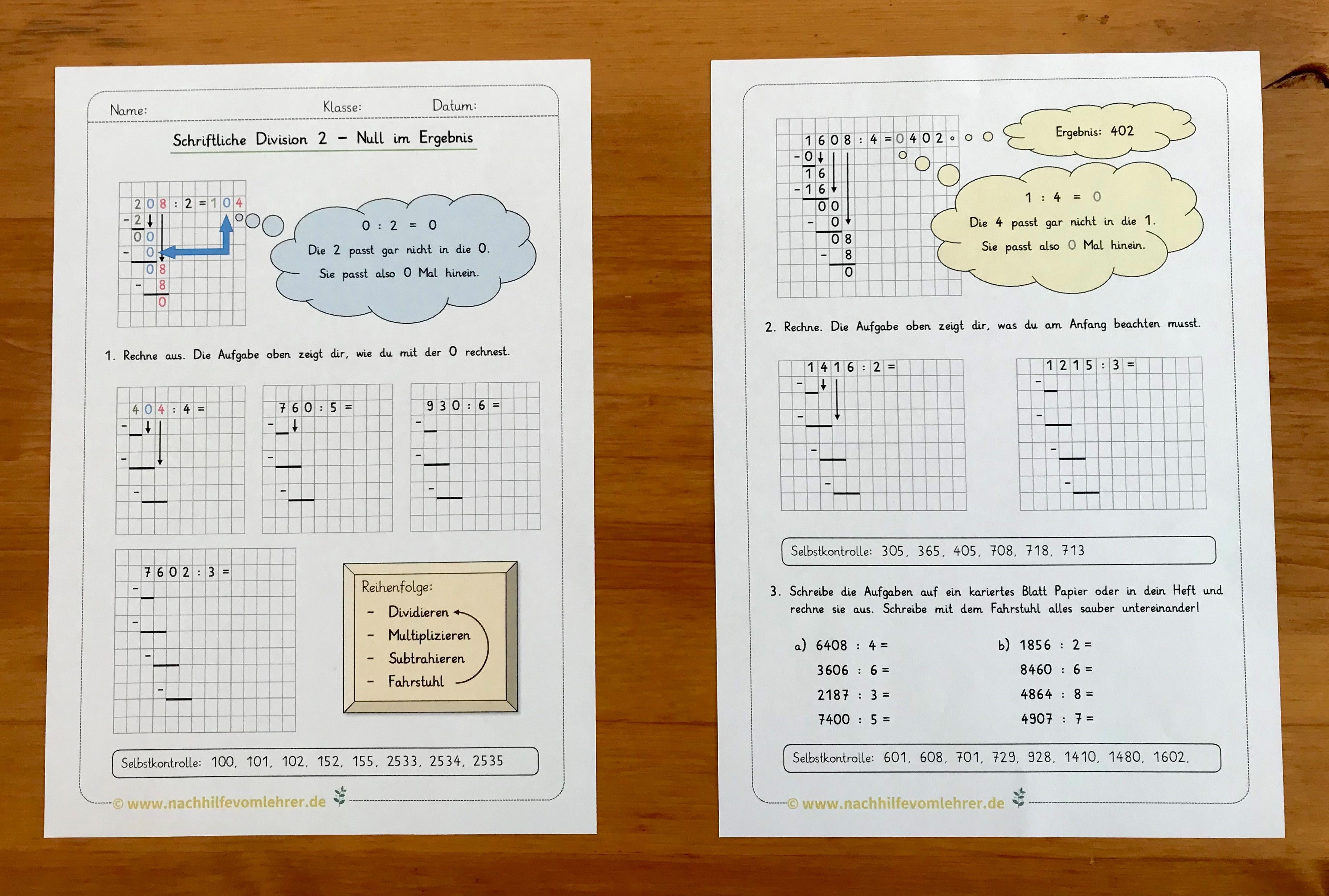 Schriftliche Division Klasse 4 - nachhilfevomlehrer.de