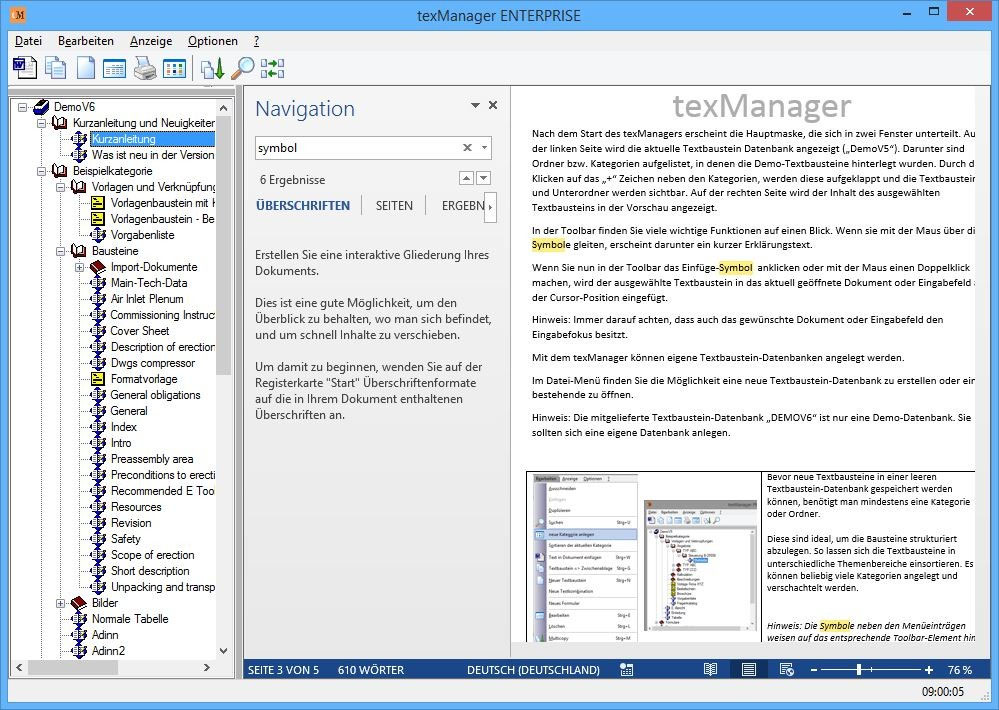 Textbaustein-Vorschau - texManager