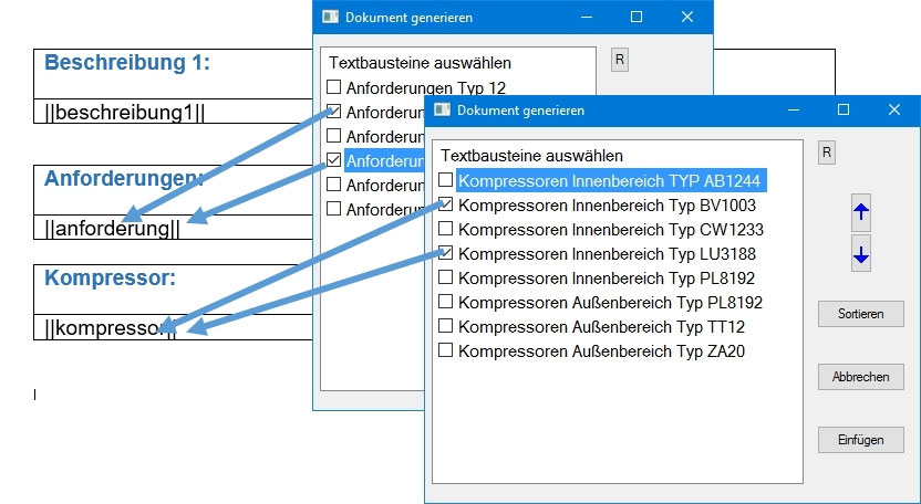 Textbausteine verketten - texManager