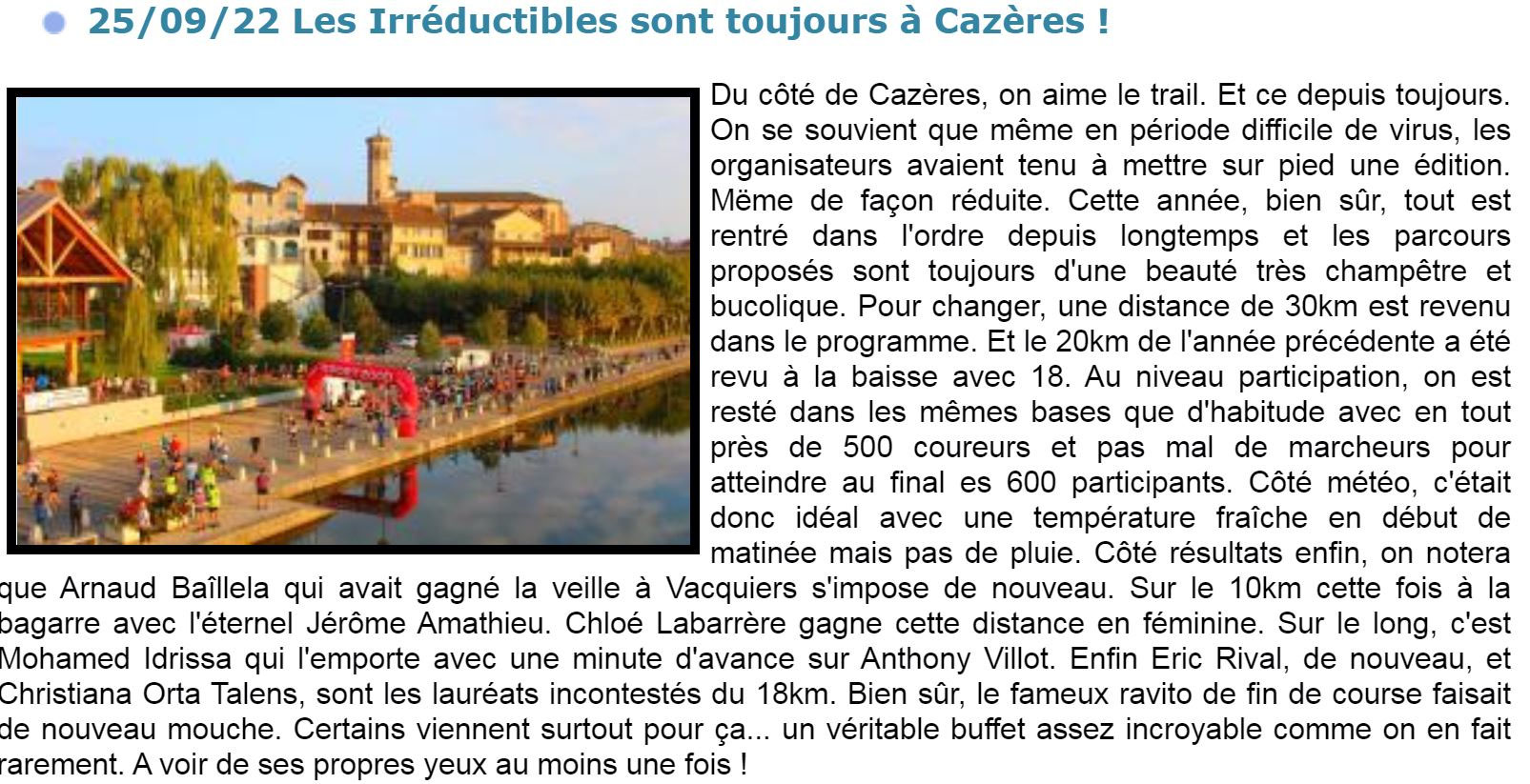 Presse 2022 - Irréduc'trail de Cazères