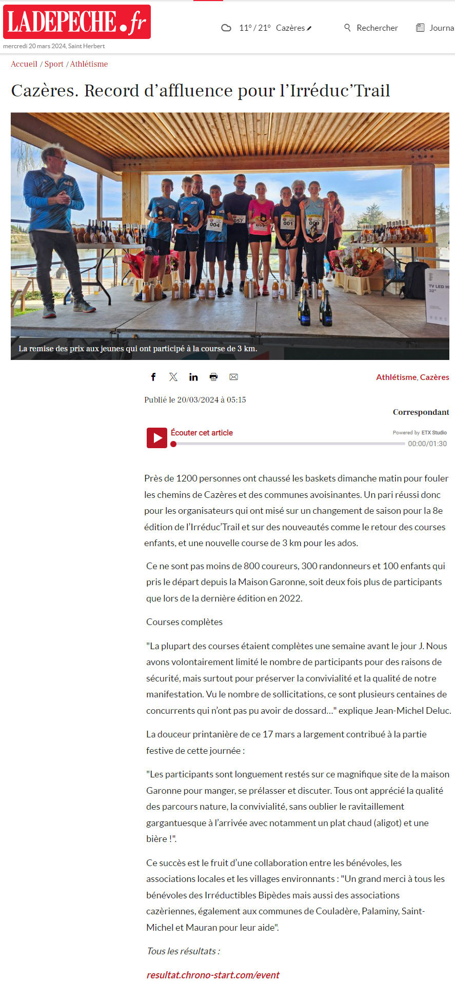 Presse 2024 - Irréduc'trail de Cazères