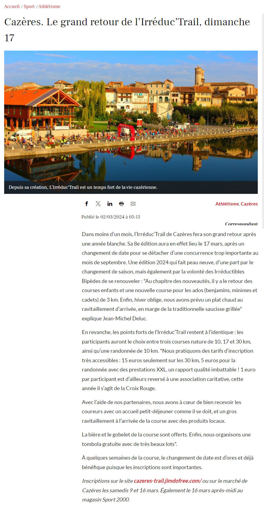 Presse 2024 - Irréduc'trail de Cazères