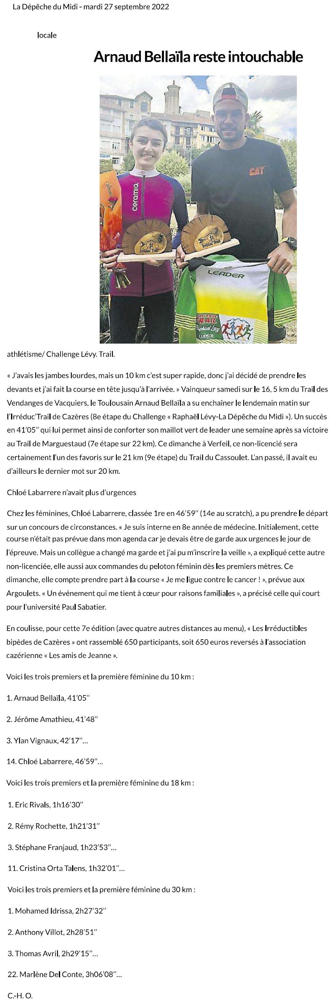 Presse 2022 - Irréduc'trail de Cazères