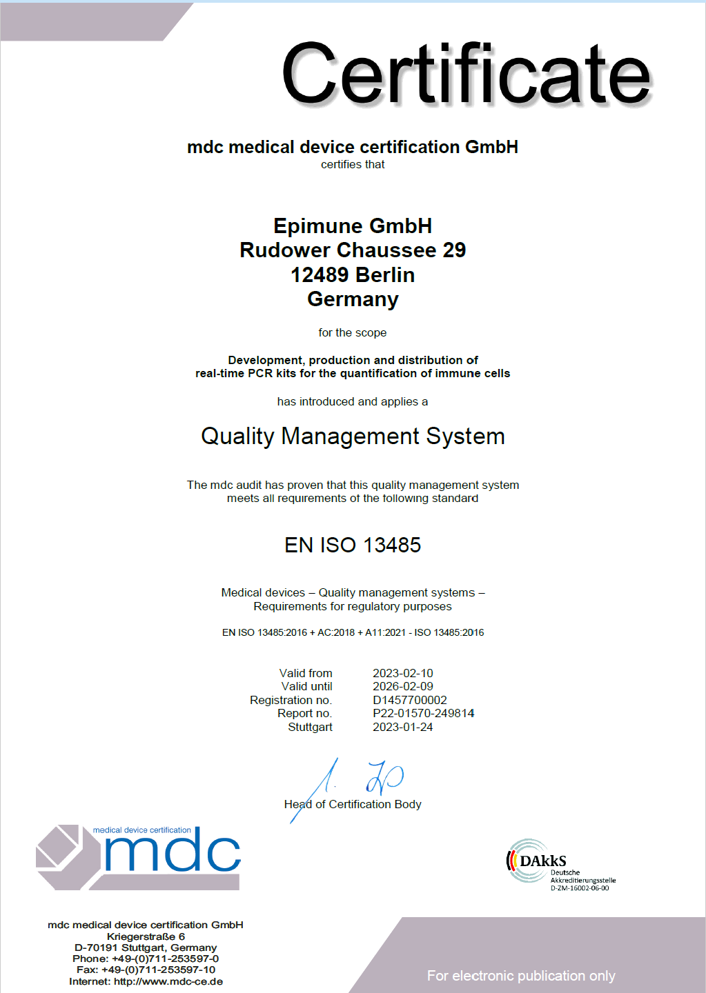 Quality Management - EPIMUNE
