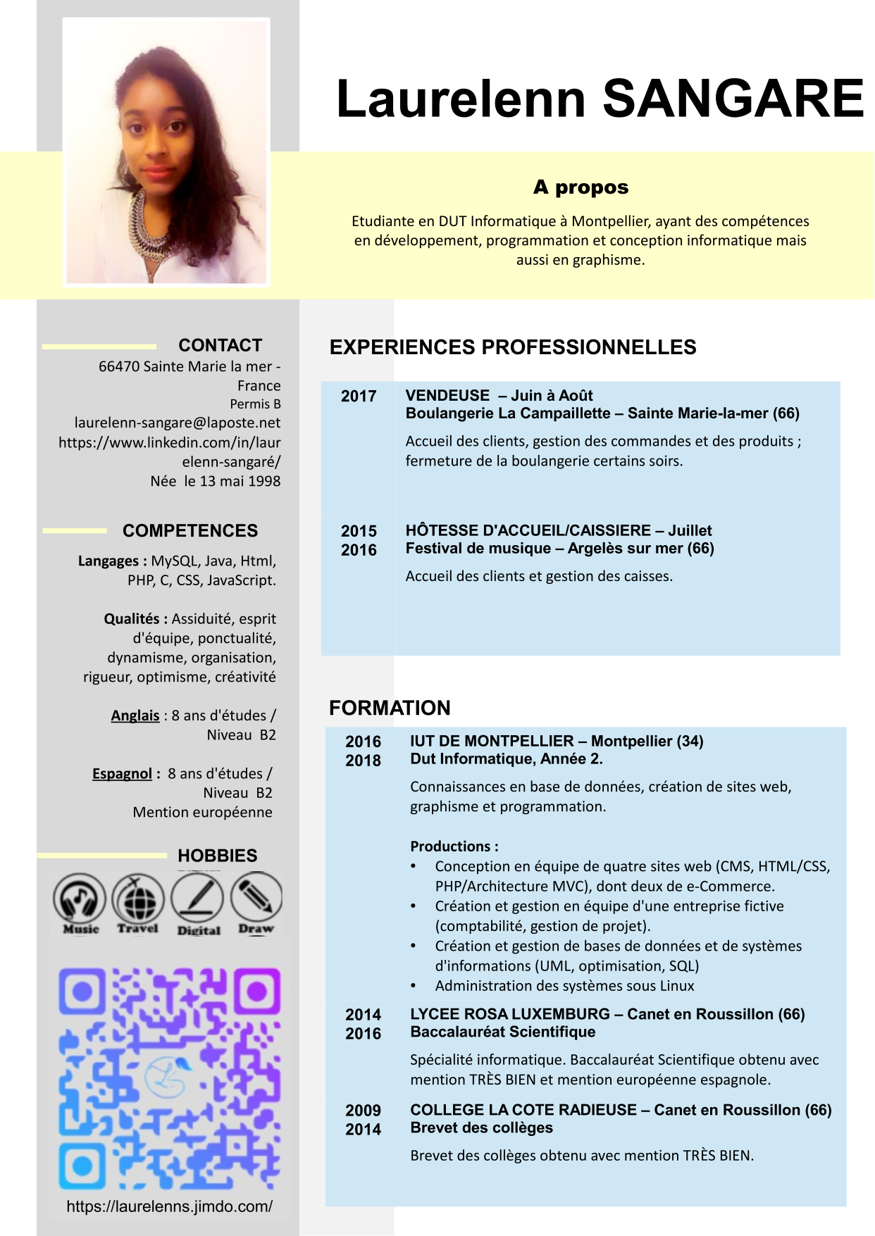 Curriculum Vitae - Format Français - Site de laurelenns