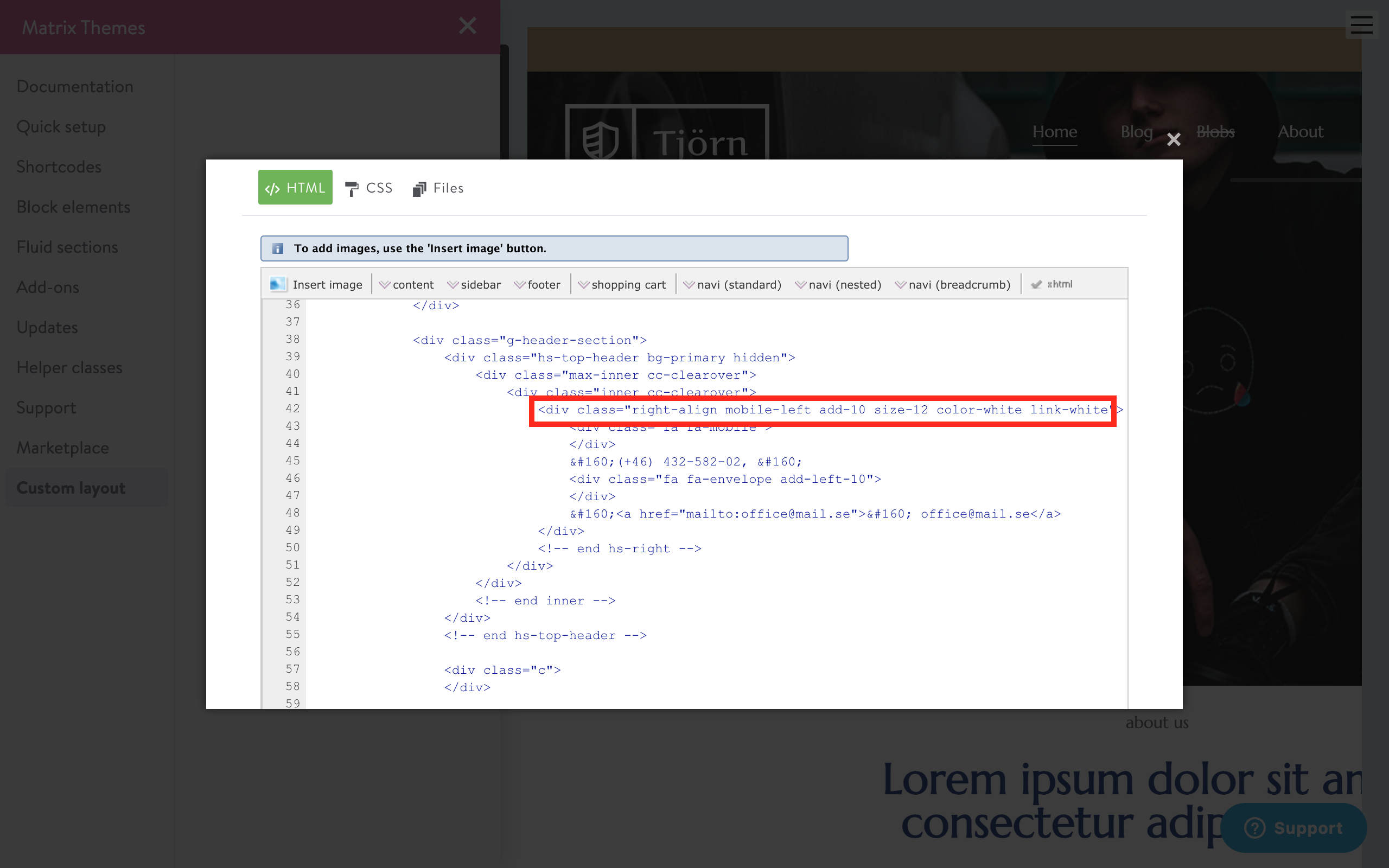 What is a top header section - Official website - Jimdo
