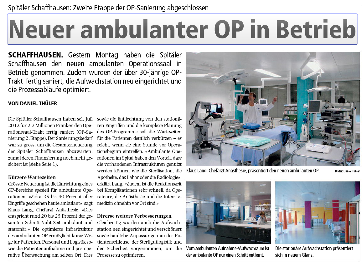 Cantonal Hospital Schaffhausen - Switzerland - MedPlan Engineering AG