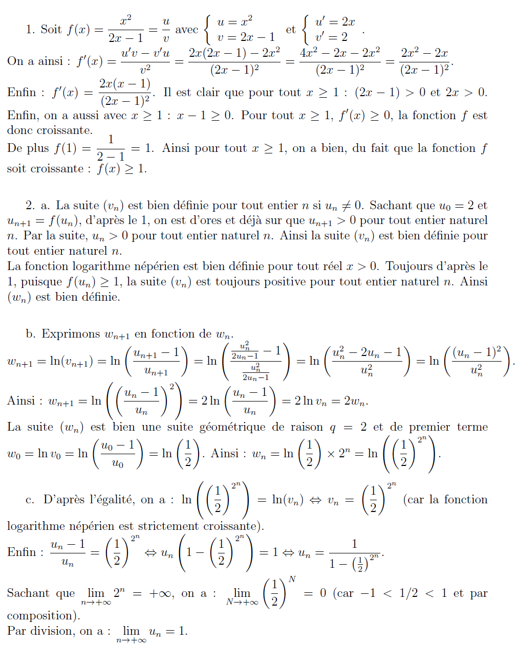 Corrigé - Les Maths en Terminale S