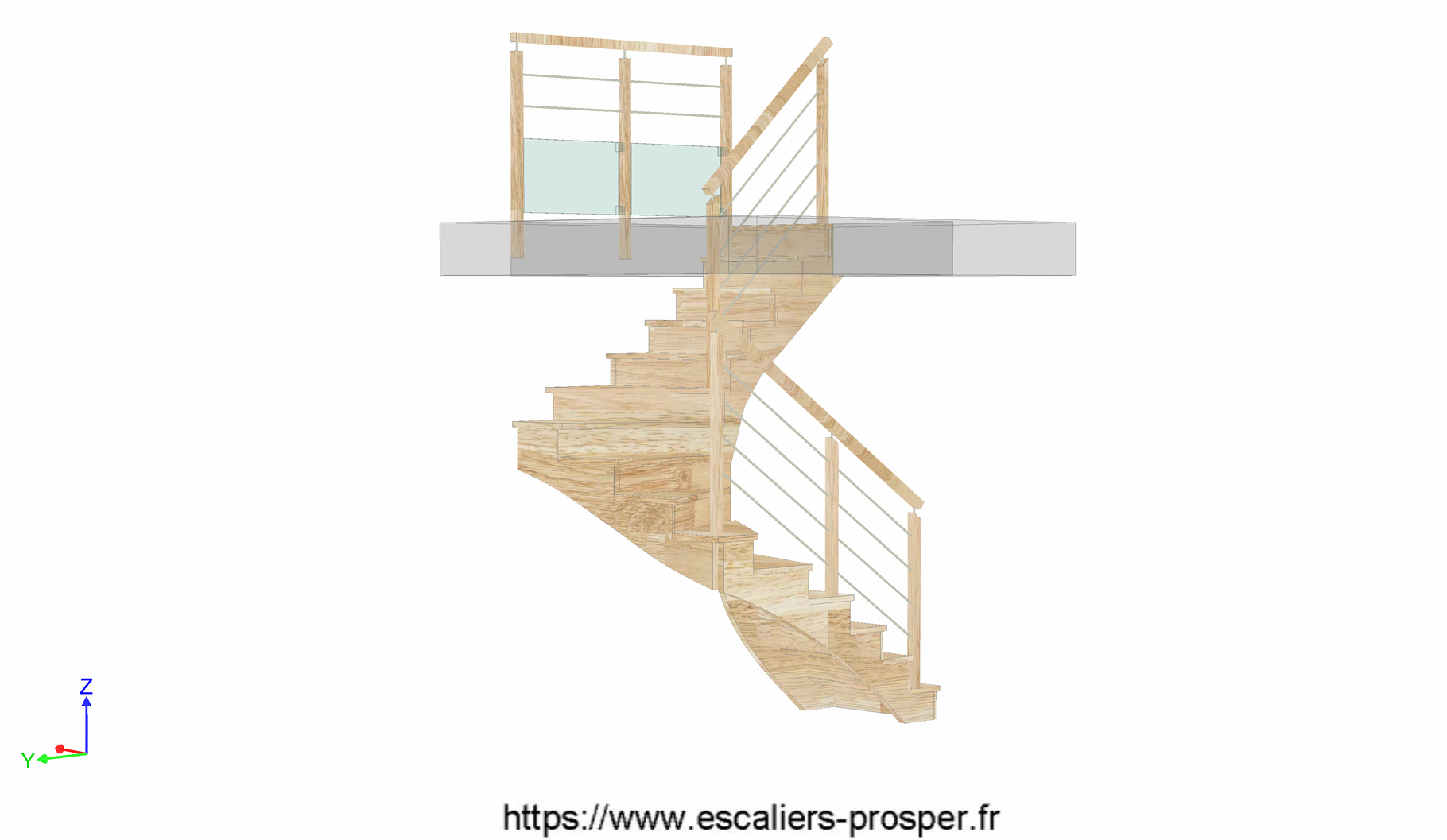 Escalier en U, à l'anglaise (E15-089) - Escaliers-prosper, spécialiste ...