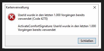 TI: Fehler (Code 4270) Komfortsignatur schlägt fehl - engel+engel