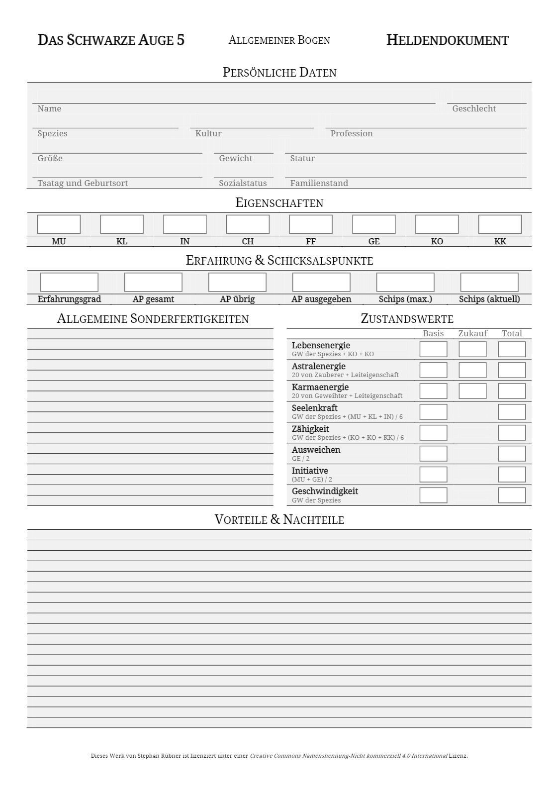 DSA 5: Charakterbogen Download - Update: neue Heldendokumente kostenlos ...