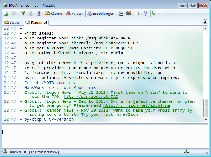 Gebrauchsanleitung - meinIRC-Chat
