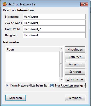 Gebrauchsanleitung - meinIRC-Chat