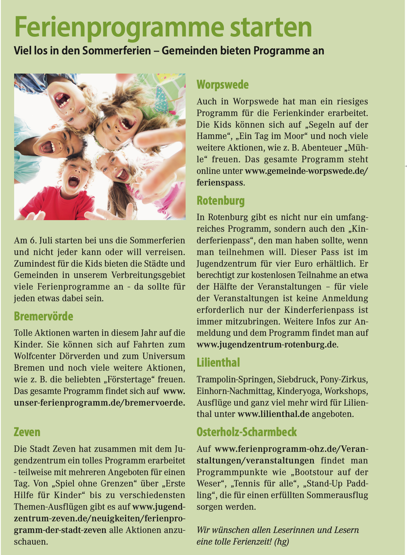 Ferienprogramm 2023 Liste