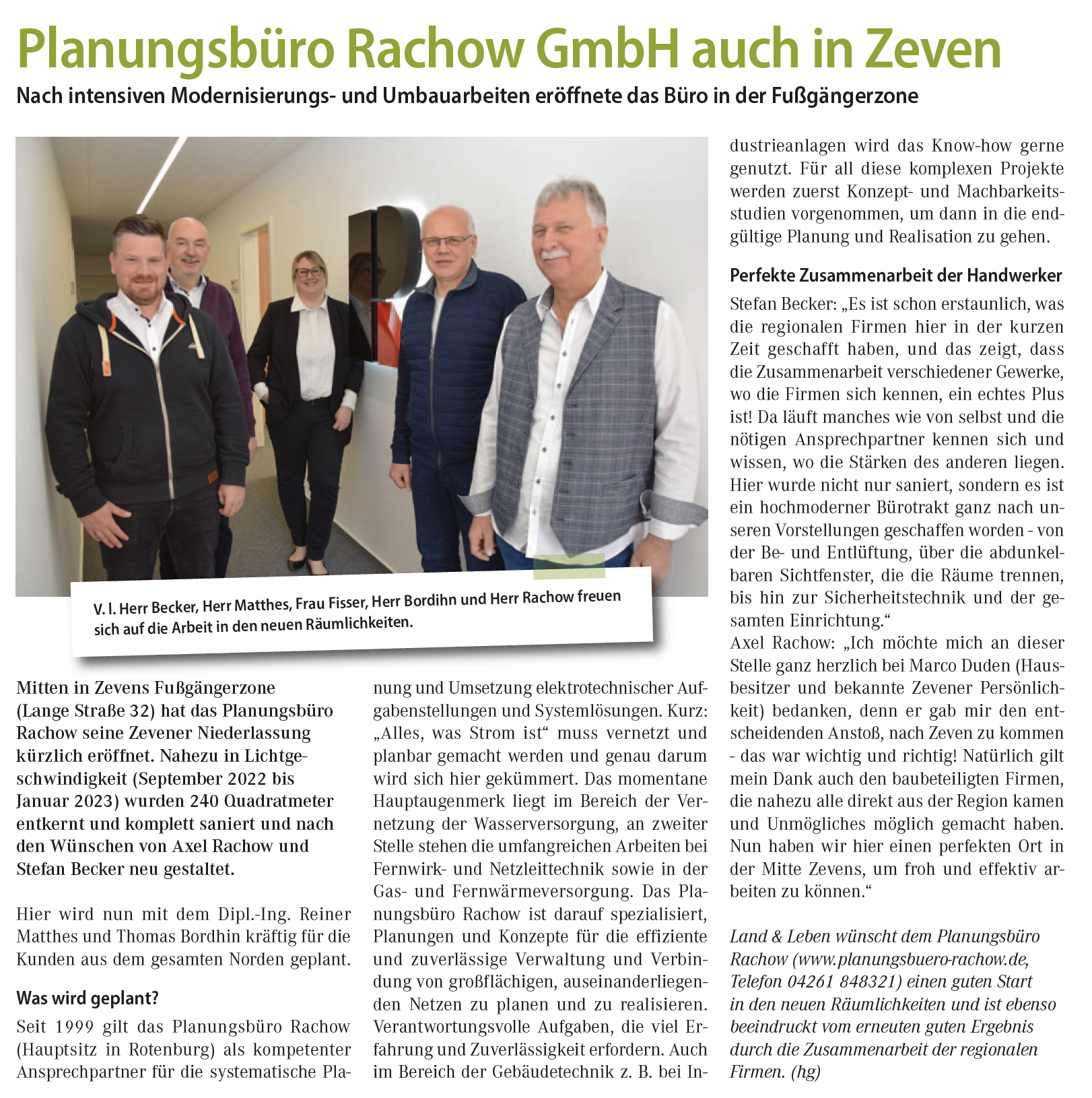 Planungsbüro Rachow GmbH auch in Zeven