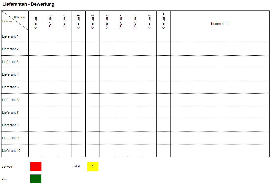 Excel Tool: Lieferantenbewertung in einer Matrix - Hanseatic Business ...
