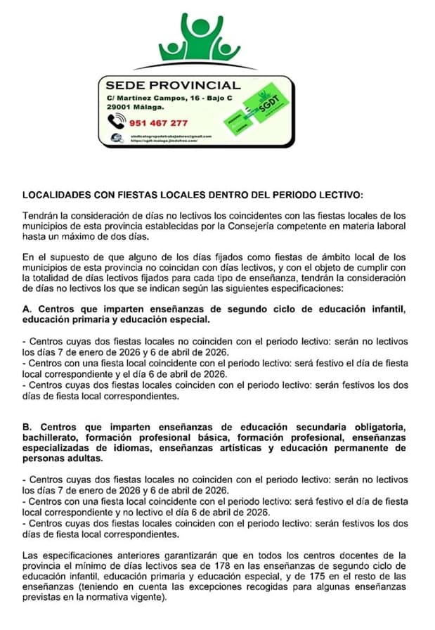 CONCURSO ABIERTO Y PERMANENTE (CAP) 2026 - Página web de SGDT Málaga