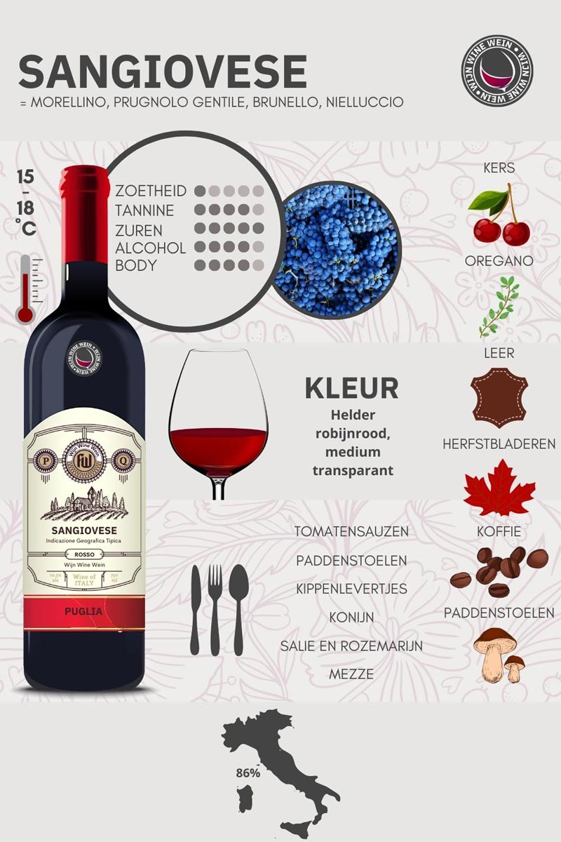 Wat is Sangiovese? Wijn Guide + Infographic - Wijn Wine Wein