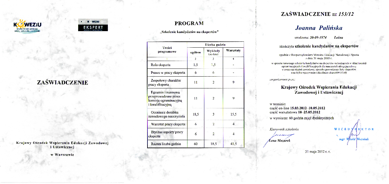 Ekspert do spraw awansu zawodowego - ekspert