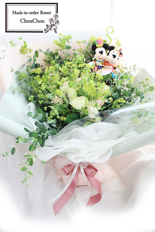 ディズニープロポーズ グリーンメインの花束 order no 230607 - オーダーフラワー chouchou（シュシュ） プロポーズ ...