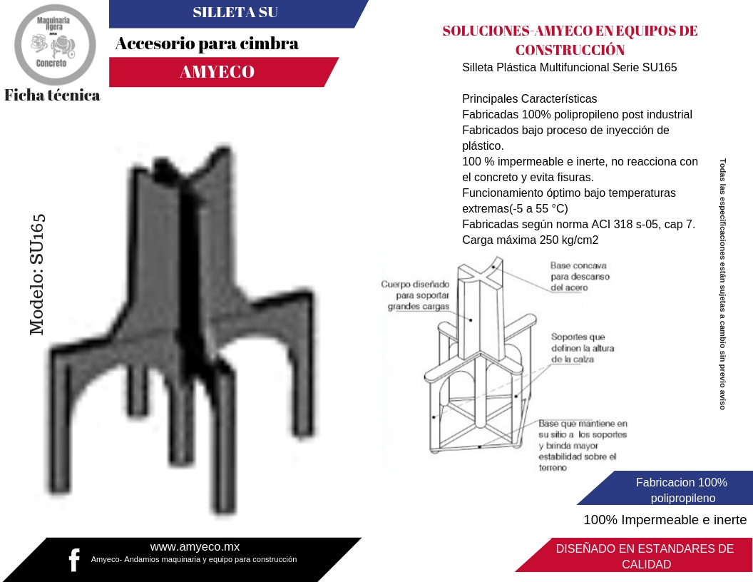 Silleta multifuncional modelo SU de 16.5 cm para varilla hasta el num ...