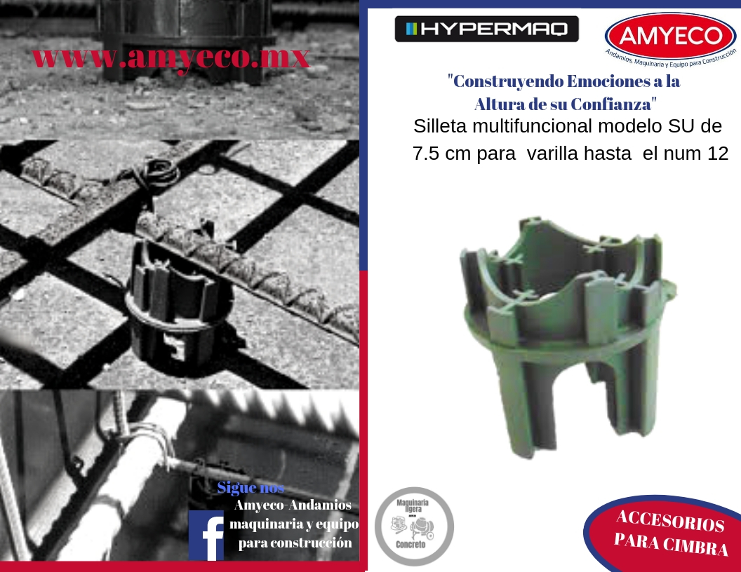 Silleta multifuncional modelo SU de 7.5 cm para varilla hasta el num 12 ...